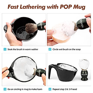 Anbbas Badger Hair Shaving Brush with 100G Shaving Soap Bar and Upgrade Lathering Way-POP Mug A5 Melamine,Foaming Set for Men Wet Shave,Women Girls Hair Removal