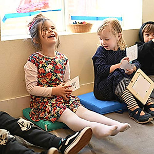 ECR4Kids SoftZone Floor Cushions with Handles, 2" Deluxe Foam, Square, Contemporary, (6-Pack)