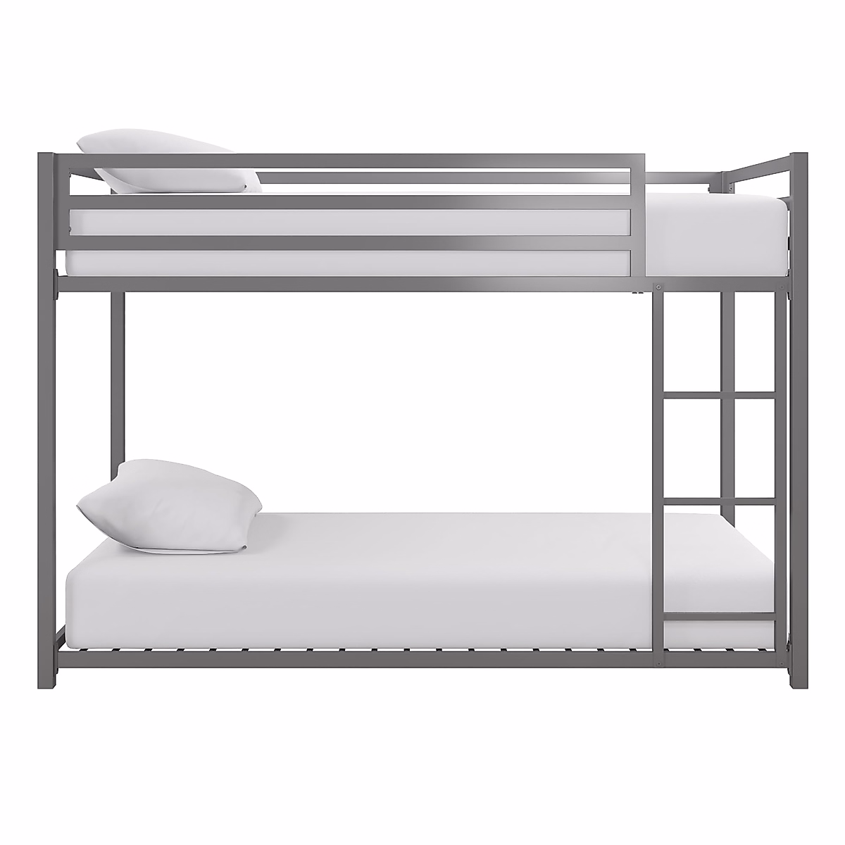 DHP Miles Metal Bunk Bed, Silver, Twin over Twin