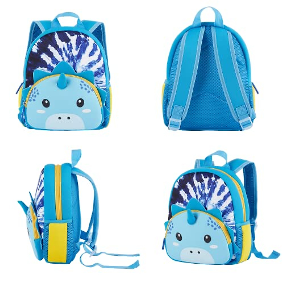 KK CRAFTS Toddler Backpack, Waterproof Preschool Backpack, 3D Cute Cartoon Neoprene Animal Schoolbag for Kids, Lunch Box Carry Bag for 1-6 Years Boys Girls, Blue Dinosaur