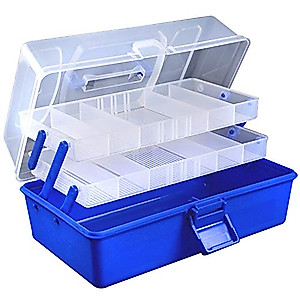 3-Tier Portable Fishing Box Hardware Toolbox Tool Organizer Box Parts Storage Boxes with Removable Plastic Divider for Various Sizes of Bait Hook Fish Float Outdoor Fishing Supplies