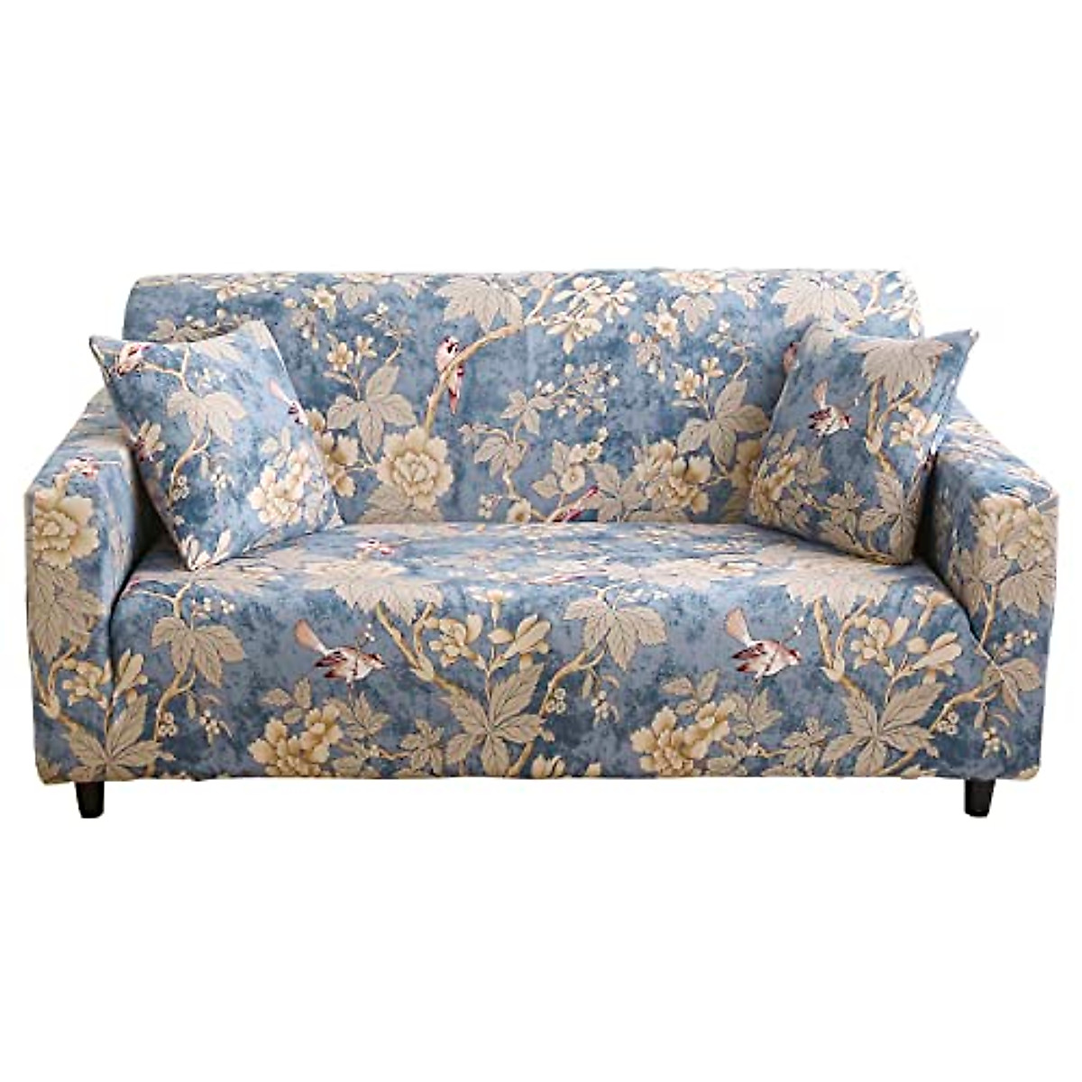 Celevingne Stretch Couch Cover Printed Sofa Cover Sofa Protector for Sofa-4 Seater Elastic Sofa Slipcover with 1 Pillowcase(Golden Trees, Sofa-4 Seater)