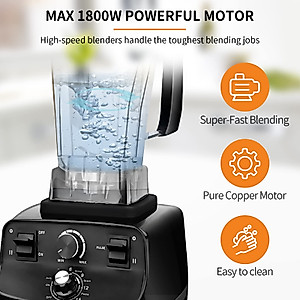 Bemkop Commercial Blender-Professional Countertop Blender with Timer,64oz-Heavy Duty Blender and Food Processor for Smoothies,Ice Crush,Frozen Drinks
