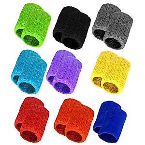 obmwang 18 Pieces Wrist Sweatbands Sports Wristbands Colorful Cotton Sweat Band for Men, Women and Teens, Suitable for Gym, Yoga, football, and Other Sports