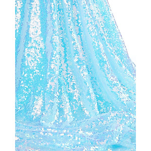 QueenDream Sequin Rectangular Table Cloth 60x102 Inch Blue Iridescent Sparkle Tablecloth Overlay for Wedding Birthday Baby Shower Bridal Outdoor Banquet Decoration