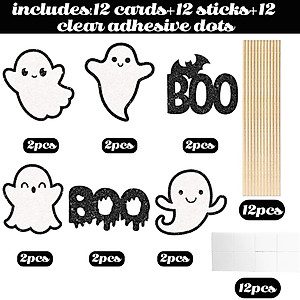 Ghost Centerpiece Sticks Halloween Ghost Party Table Decorations 12Pcs White Ghost Table Toppers Halloween Birthday Centerpieces for Halloween Little Boo Baby Shower Supplies