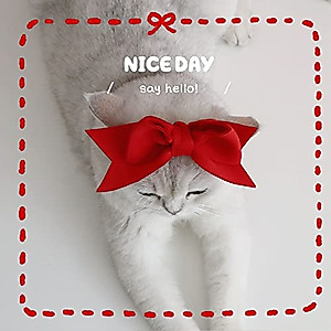 CheeseandU 2Pack Pet Cute Bow Headbands Stretchy Handmade Bow Headband for Dog Cat Puppy Bathroom Apparel Birthday Party Wedding Xmas New Year Valentines Day Costume Photo Prop(Pink, Red)