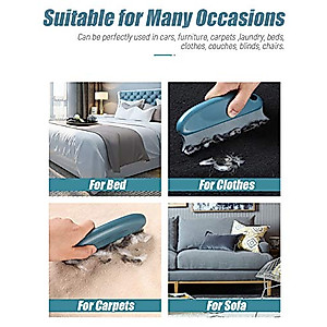 Meteou Pet Hair Cleaning Remover Brush | Pet Hair Detailer with Handle | Cat and Dog Hair Lint Remover Brush for Cars Furniture Carpet Sofa Clothes Beds Couches Blinds Chairs LtBlue