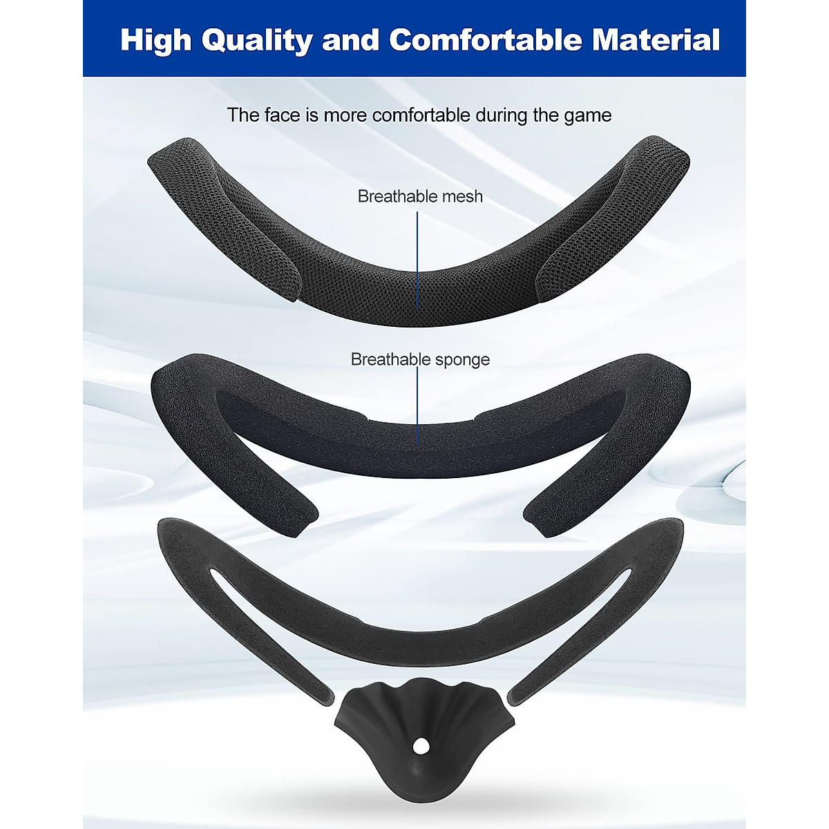 VR Accessories for Oculus Quest 2 Face Pad, Fitness Facial Interface Foam Replacement, with 2 x Foam Replacement and Air-Circulation Design