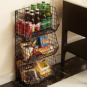 QNLALZM 3 Tier Hanging Foldable Wire Baskets Closet Organizer Clothes Shelves Countertop Caddy Bin Wall Mount Shelf Wire Storage Basket Bins for Clothing Handbags Snacks Drinks Fruits