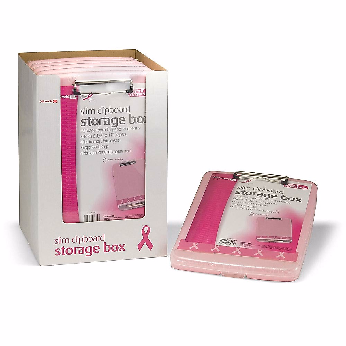 Breast Cancer Awareness BCA Slim Clipboard Storage Box