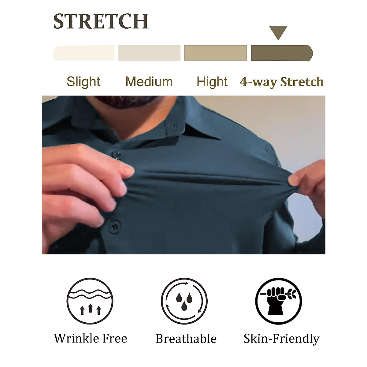 COOFANDY Men Formal Dress Shirt Long Sleeve Button Down Shirt Business Casual Shirt Deep Blue