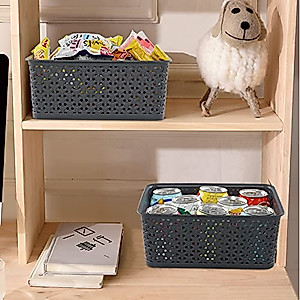 Ramddy 8 Packs Plastic Weave Basket for Organizing, Small Office Home Storage Bin