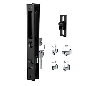 T-HAKEN Sliding Glass Door Set, 6-5/8", Black - Patio Door Handle Replacement Thick Used on Both Left and Right-Handed. (Keyed)