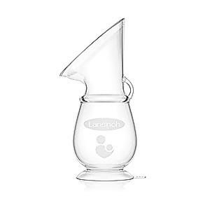 Lansinoh Breastmilk Collector Breastpump for Excess Breast Milk from Breastfeeding Mums BPA BPS Free 100% Silicone with Lid & Neck Strap, Transparent