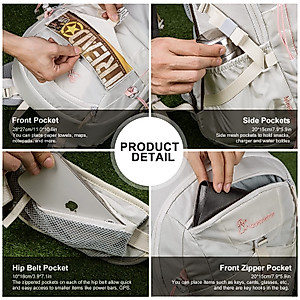 MOUNTAINTOP 35L Hiking Backpack for Women Outdoor Backpack with Rain Cover for Camping, Cycling and Traveling, Ivory