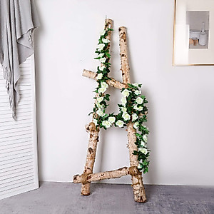 Luyue 2Pack-15ft Fake Rose Vine Garland Artificial Flower Vines Arch Floral Hanging Garlands Decoration Silk Roses for Home Wedding-White