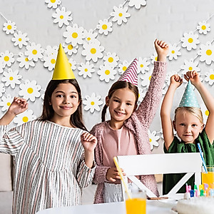 Henoyso 12 Packs Daisy Groovy Boho Party Banners, Daisy Garland Kit Daisy Hanging Swirl Daisy Paper Cutouts White Daisy Party Decorations for Home Classroom Shower Birthday Party Favor Supplies