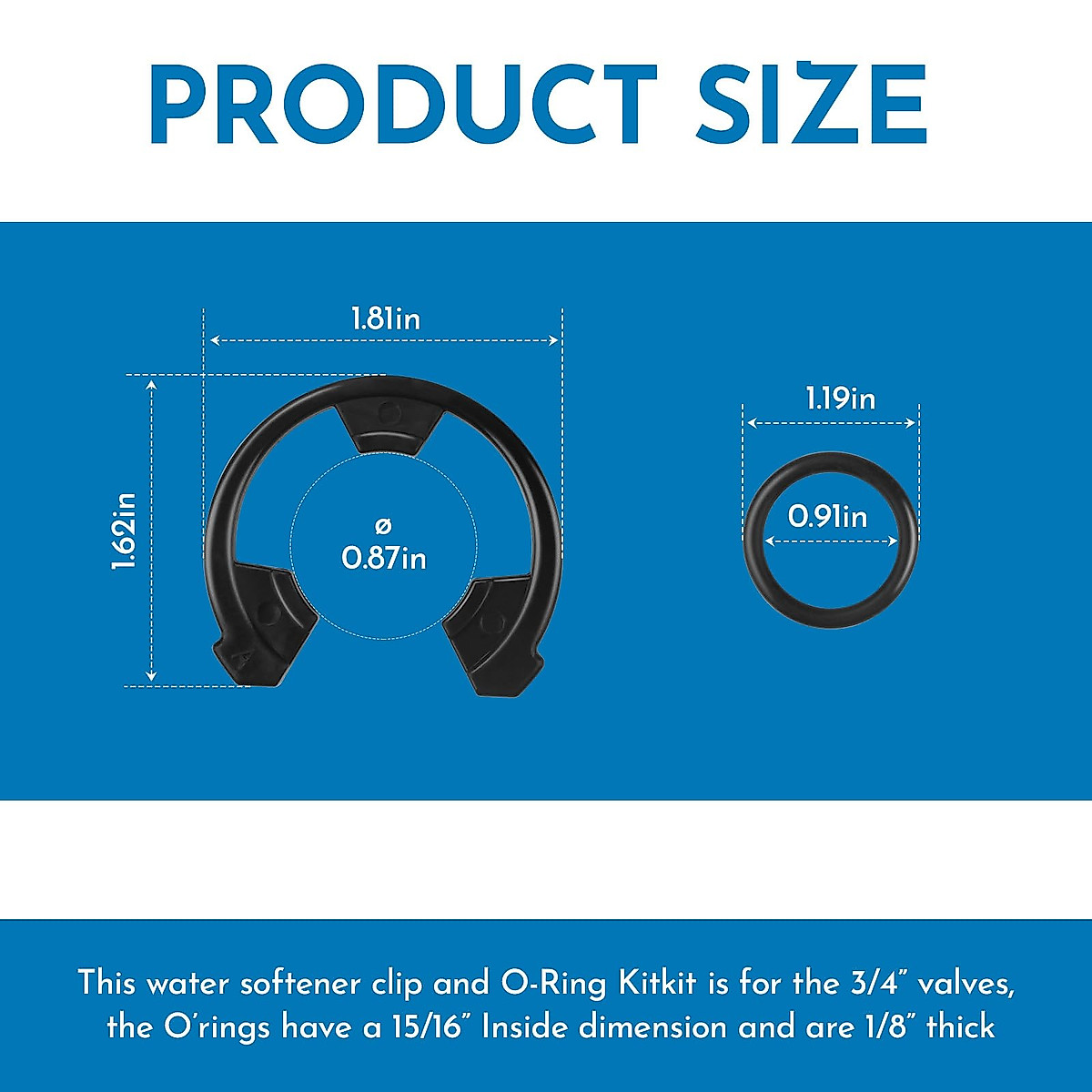 7337563 Water Softener Clip Kit (WS60X10004, 1205500, 7116713, 1205500) and O-Ring Kit (7337571, 7170288, STD302213, WS03X10025) Compatible with Kenmore, GE, EcoPure, Sears