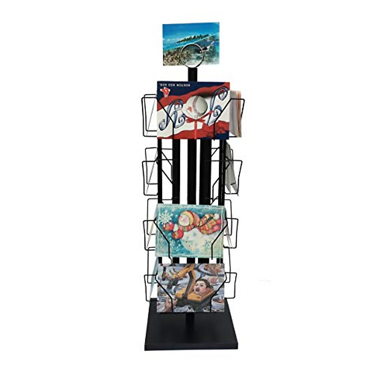 FixtureDisplays® Adjustable Greeting Card Rack 4x6"-7x5" Horizontal Vertical Post Card Display .Pocket Size: 4.5-9.9" Wide X 5.8" Tall, 16 Pockets 11602-BLK-NEW-NPF