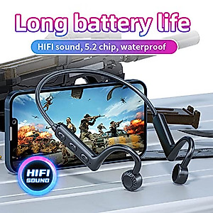 Yrmaups Bone-Conduction Headphones Open Ear Headphones Bluetooth 5.1 Sports Wireless Earphones with Built-in Mic,Sweat Resis-tant Headset for Running,Cycling,Hiking