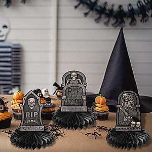 8pcs Halloween Tombstone Centerpiece Decorations Rip to My 20s bachelorette Honeycomb Centerpieces Funeral for My Youth 30th Birthday Skull Gothic Party Supplies
