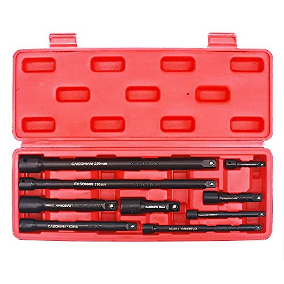 CASOMAN 9 Pieces Extension Bar Set, 1/4", 3/8" and 1/2" Drive Socket Extension, Premium Chrome Vanadium Steel with Black Phosphate Finish