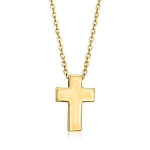 Ross-Simons 14kt Yellow Gold Cross Pendant Necklace. 16 inches