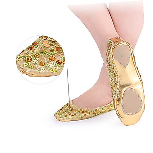 jojofuny 1 Pair Dancing Accessories Scent Booster Laundry Yoga Shoes Ballet Shoes Sequin Gym Shoes Socks for Metallic Slippers Round Ballet Flats Non-Slip Plate Bride