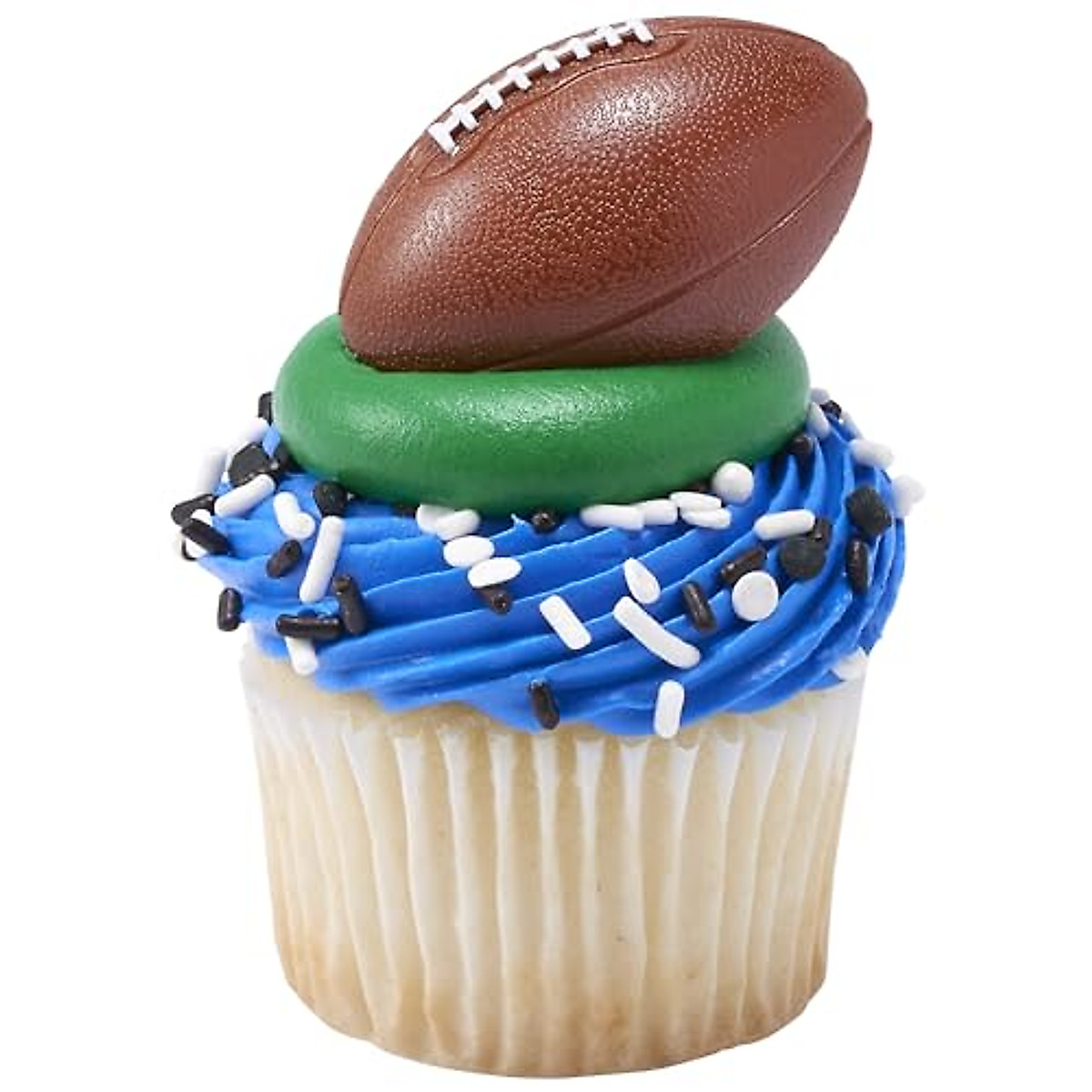 DECOPAC 3D Football Rings, Cupcake Decorations, Food Safe Cake Toppers – 24 Pack, Multicolor