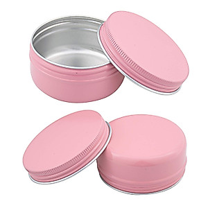 Foraineam 60 Pack 50ml Round Tins Pink Tin Cans Containers with Screw Top Lids