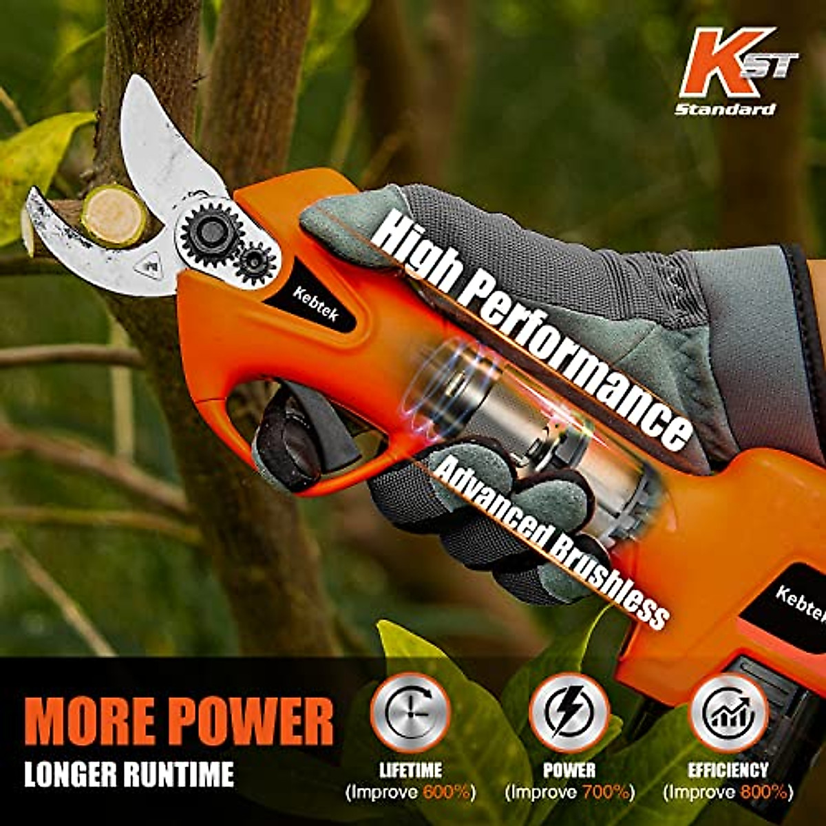 Pruning Shear Battery Powered, Kebtek Electric Pruning Shears Cordless Portable Electric Pruner with 2Pack 2Ah Rechargable Batteries -16.8V 25MM(0.98Inch)Cutting Diameter2
