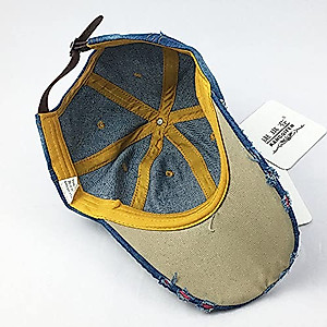 Kangqifen Women Rhinestone Pattern Distressed Denim Baseball Cap Sparkle Bling Hat Adjustable Crown