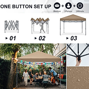COOSHADE Durable Easy Pop Up Canopy Tent 12x12Ft(Khaki)