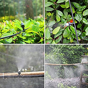 XINGYHENG 100Pcs(50Pairs) Garden Irrigation Kit Adjustable Misting Drippers Atomizing Connect with Tee Connector Round Emitter Drip System for Flower Pot Garden Lawn Water Irrigation Drip Kit