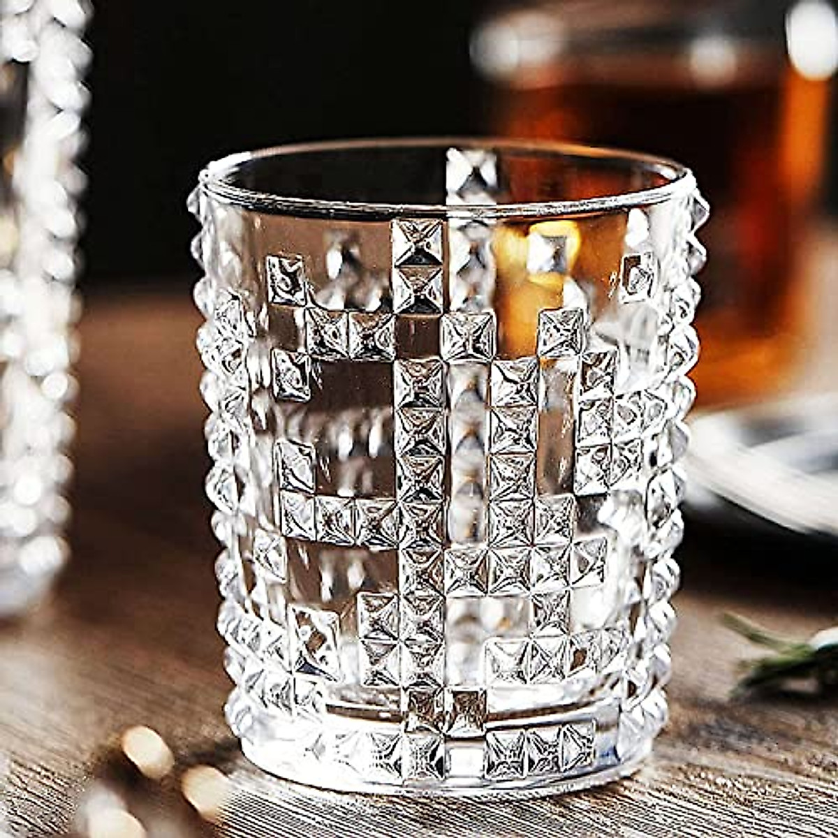 MOBEBI Wineglass,Glass,12oz Crystal Whiskey Glasses, Rocks Glasses Set, Premium Old Fashioned Glasses for Drinking Bourbon, Vodka,Tequila-B-Set of 4 (Color : A, Size : Set of 4)