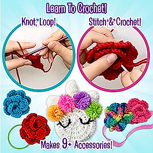 DIY All in One Crochet Knitting Kit for Beginners Starter Arts & Craft Set for Kids Teens Tweens & Adults – How to Learn Make Your Own Yarn Pom Poms – Birthday Gift for Kids Ages 8+