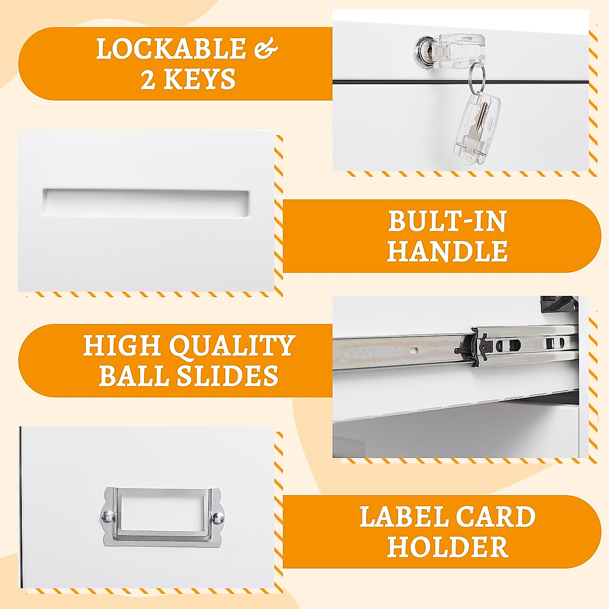 Lateral File Cabinet with Lock, 3 Drawer Lateral Filing Cabinet, Metal Lateral File Cabinet for Home and Office, Metal Storage File Cabinet for Hanging Files Letter/Legal/F4/A4 Size