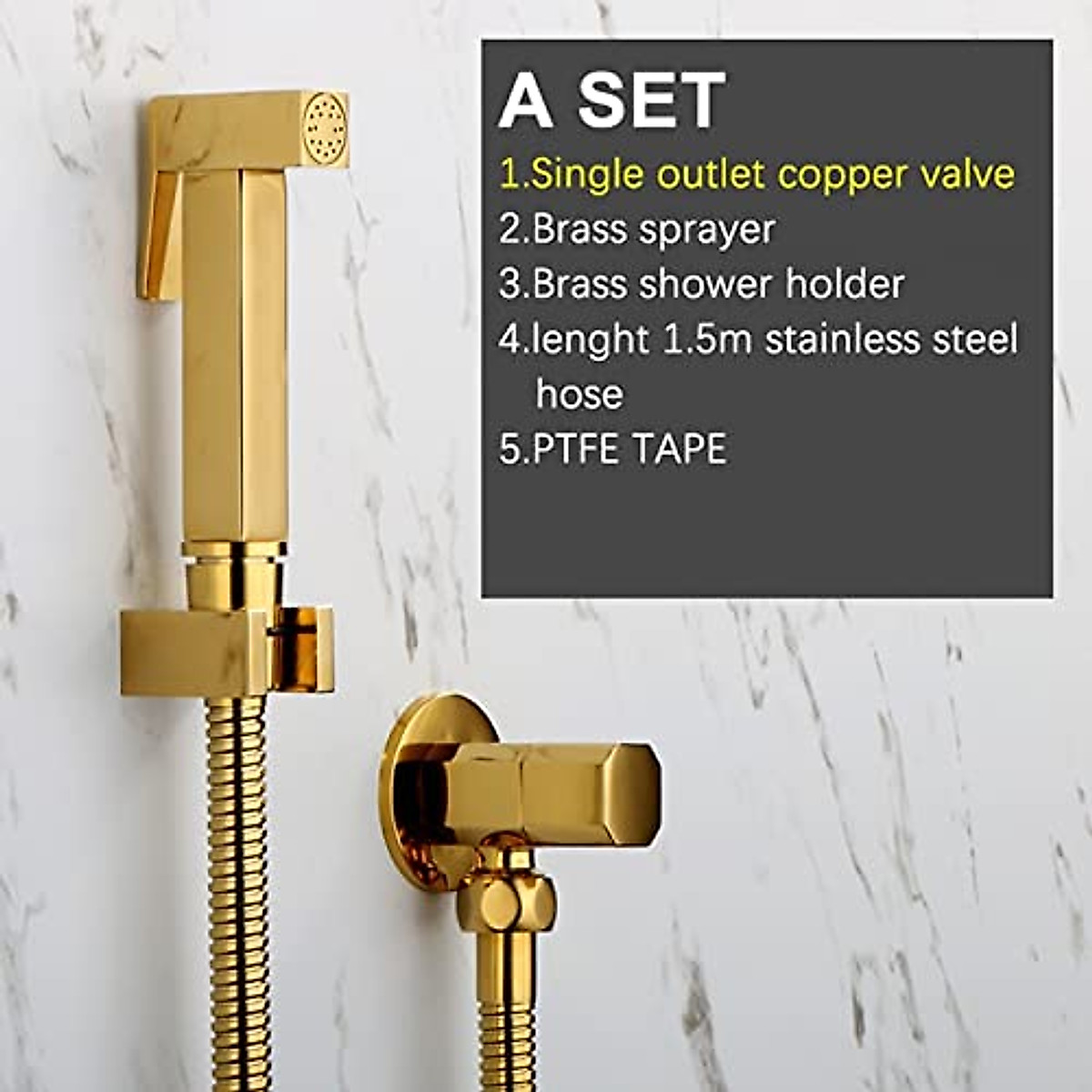 yghlh Toilet Bidet Sprayer Hand Held Douche Kit Shiny Gold Bathroom Cleaner Shower Head (Color : E)