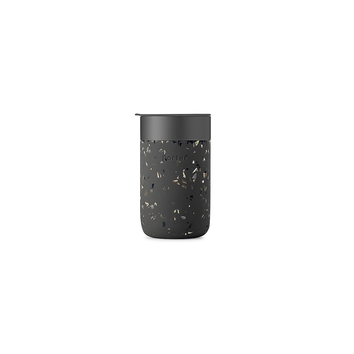 W&P Porter Ceramic Mug w/ Protective Silicone Sleeve, Terrazzo Charcoal 16 Ounces | On-the-Go | Reusable Cup for Coffee or Tea | Portable | Dishwasher Safe