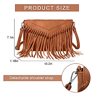 LUI SUI Women PU Leather Hobo Fringe Tassel Cross Body Bag Vintage Shoulder Handbag for Girls