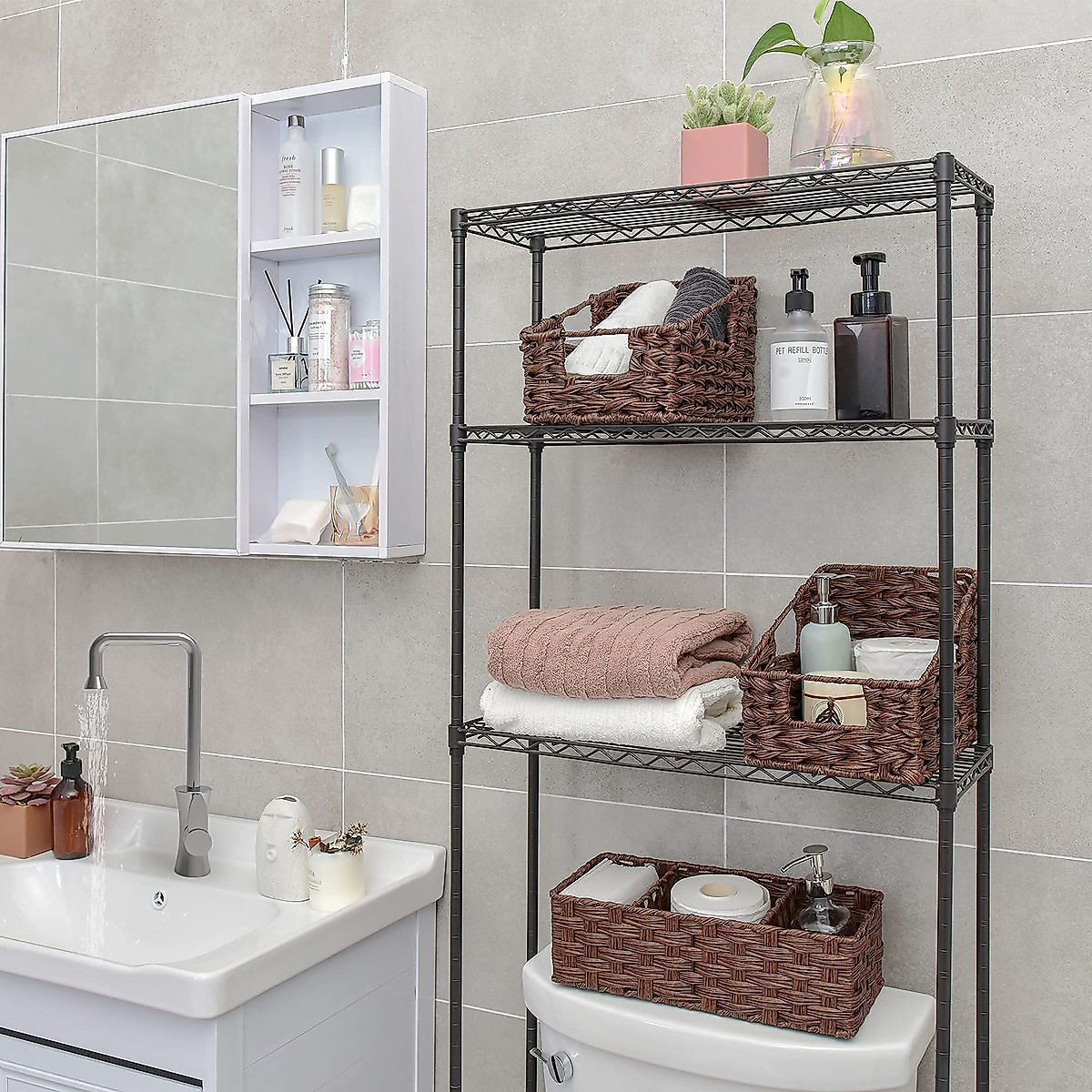 GRANNY SAYS Bundle of 2-Pack Wicker Baskets for Organizing & 2-Pack Wicker Shelf Storage Baskets