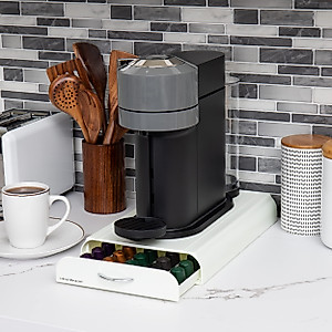 Mind Reader Nespresso Compatible Capsule Drawer, Countertop Organizer, Coffee Pod Holder, Storage, 9.25"L x 15"W x 2"H, Whiter