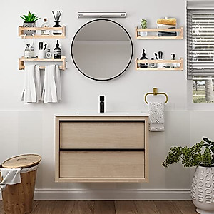 Set of 3 Nursery Room Shelves, Floating Bookshelf for Toddler Baby Room Bedroom Kitchen Bathroom, Small Book Shelf Organizer for Kids, Solid Wood Hanging Book Shelf for Wall Mounted Decor