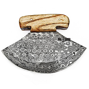 ULU-3007 Handmade Damascus Steel Ulu Knife Stabilized Handle With Sheath