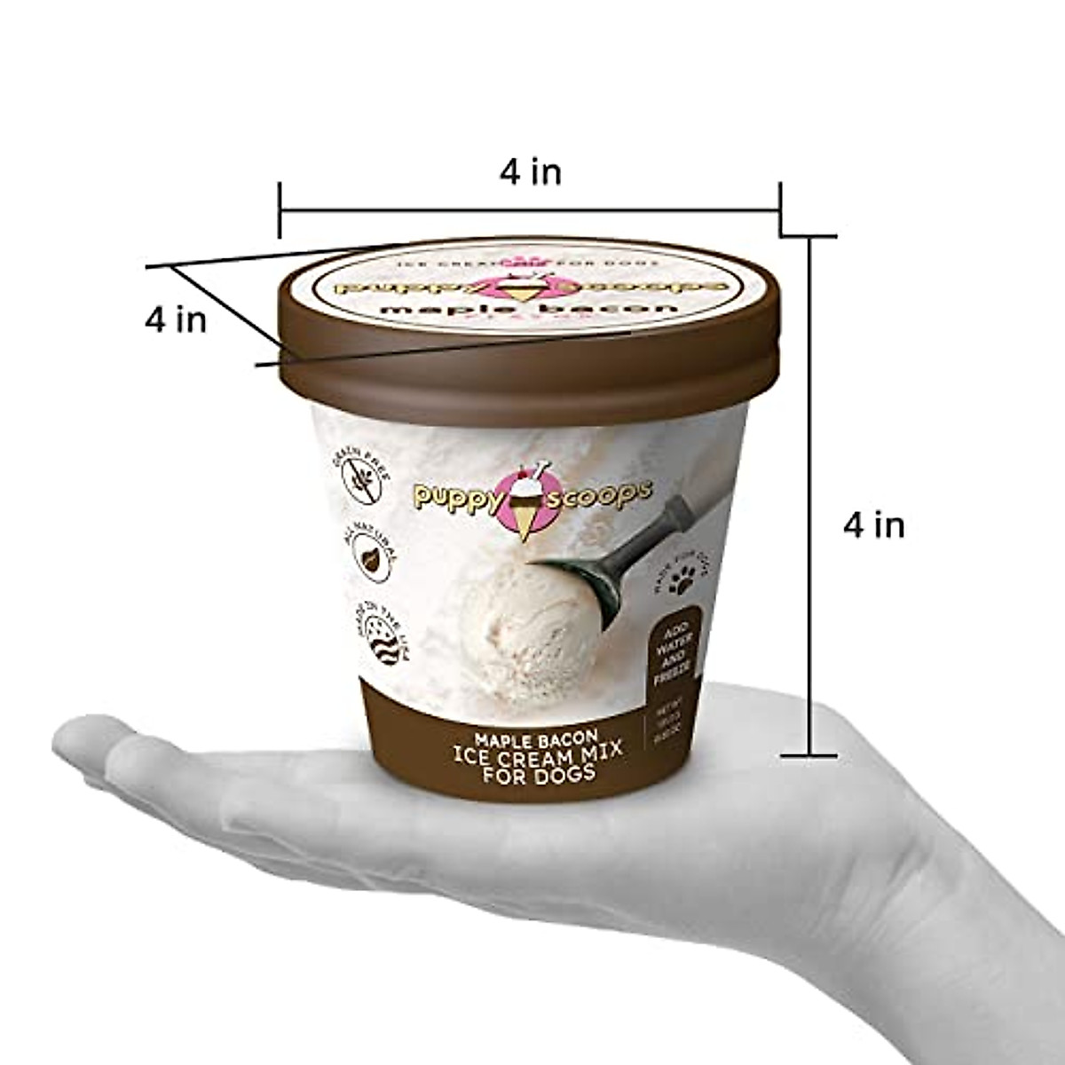 Puppy Scoops Ice Cream Mix for Dogs: Maple Bacon - Add Water and Freeze at Home!, 4.65 oz Made in USA