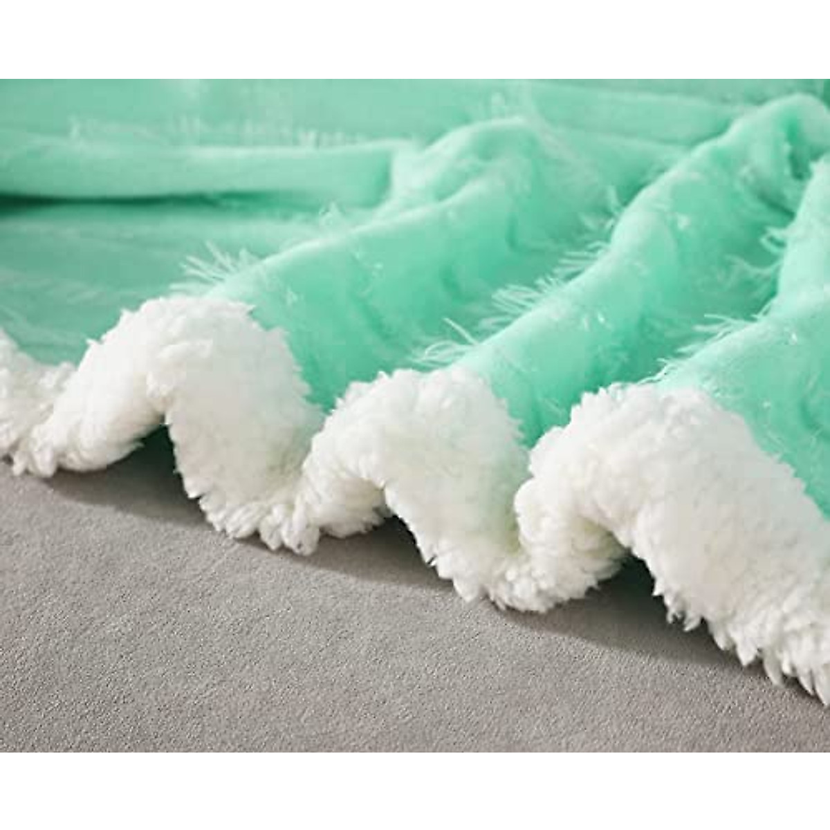 Exclusivo Mezcla Tassel Fleece Throw Blanket for Couch, Sofa, Bed, Soft Wrap Poncho Blanket, Lightweight and Warm (50x70 Inches, Light Green)