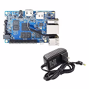 Orange Pi Plus 2E 2GB DDR3 AllWinner H3 Quad Core Open-Source Development Board with 16GB EMMC Flash, Single Board Computer Run Android, Ubuntu, Debian (PI Plus 2E + Power Supply Adapter)