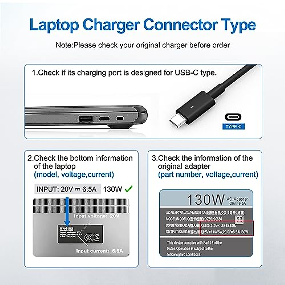 130W Dell Laptop Charger USB C Replacement for Dell XPS 15 17 2in1 9520 9530 9575 9500 9700 Precision 5530 2in1 3550 3551 3560 5550 5750 Latitude 7410 7310 7210 9510 5420 Dell USB C Charger Power Cord