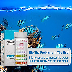 Luxbird 7 in 1 Aquarium Test Kit, Fish Tank Test Strips, 100 Strip Pack, Freshwater Aquarium Water Test Kit to Detect Nitrite Nitrate Chlorine Carbonate Total Alkalinity Hardness pH